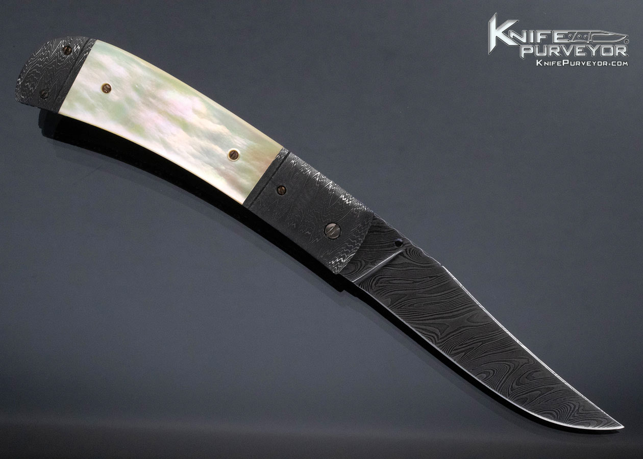 Don Hanson Custom Knife Sole Authorship Damascus and South Sea Gold Lip ...