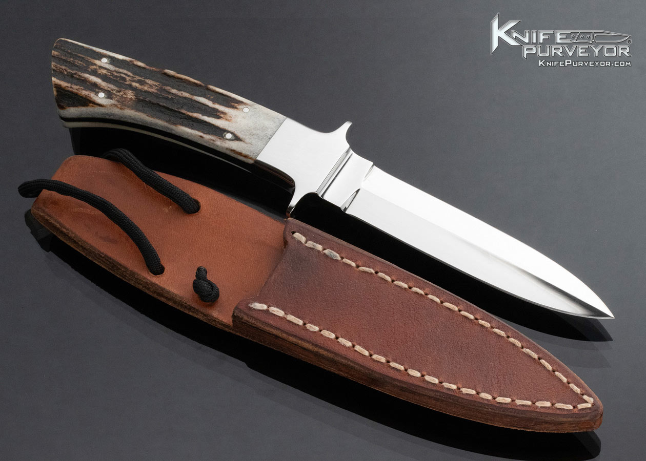 Ted Dowell Custom Knife Stag Integral Boot Knife - Knife Purveyor