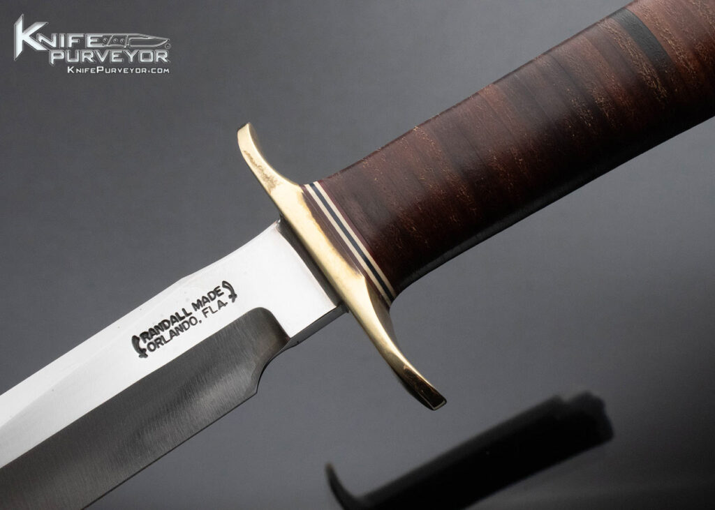 Randall Knives Custom Knife Stacked Leather and Brass Model 1 - Knife Purveyor