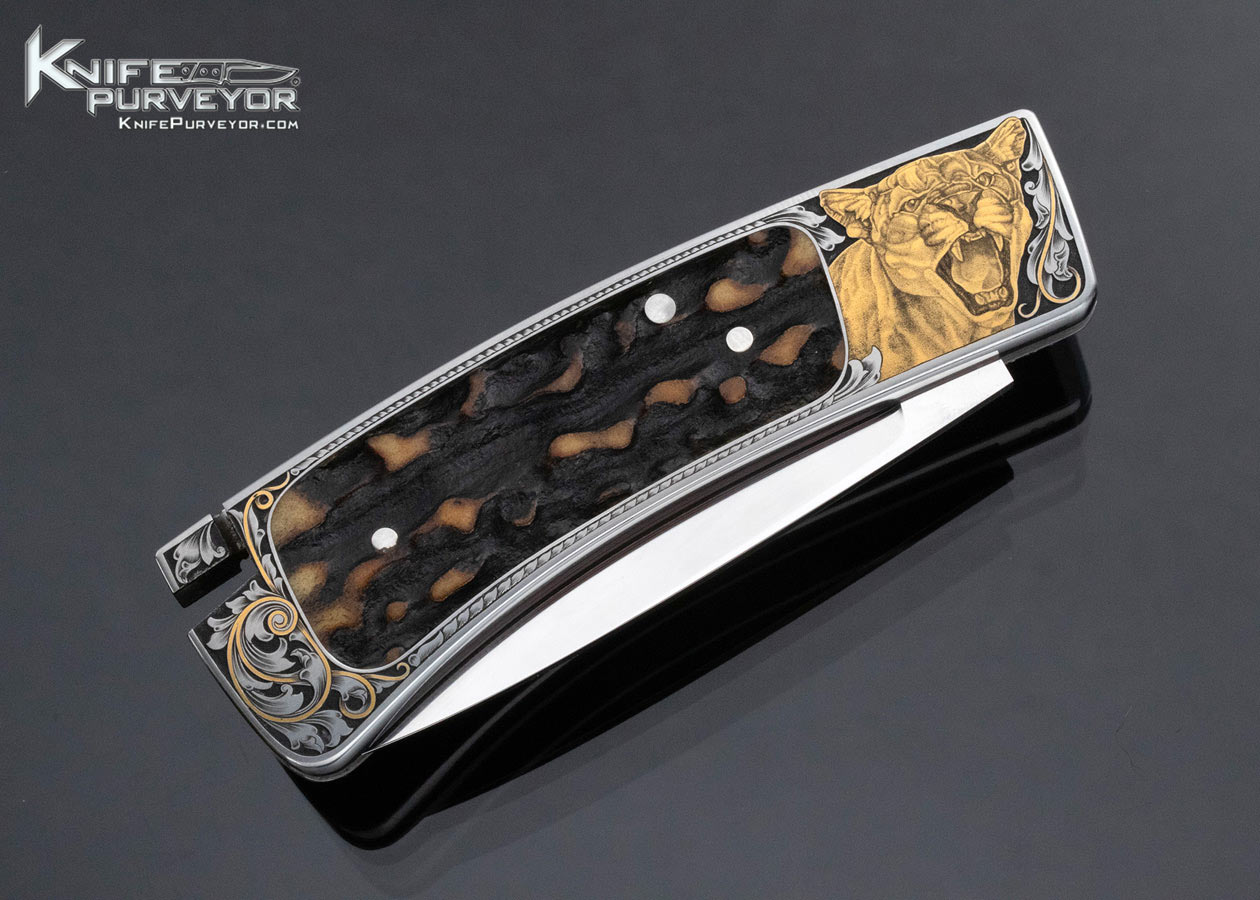 Ron Lake Custom Knife Stag Interframe Tail Lock Engraved by Ray Cover ...