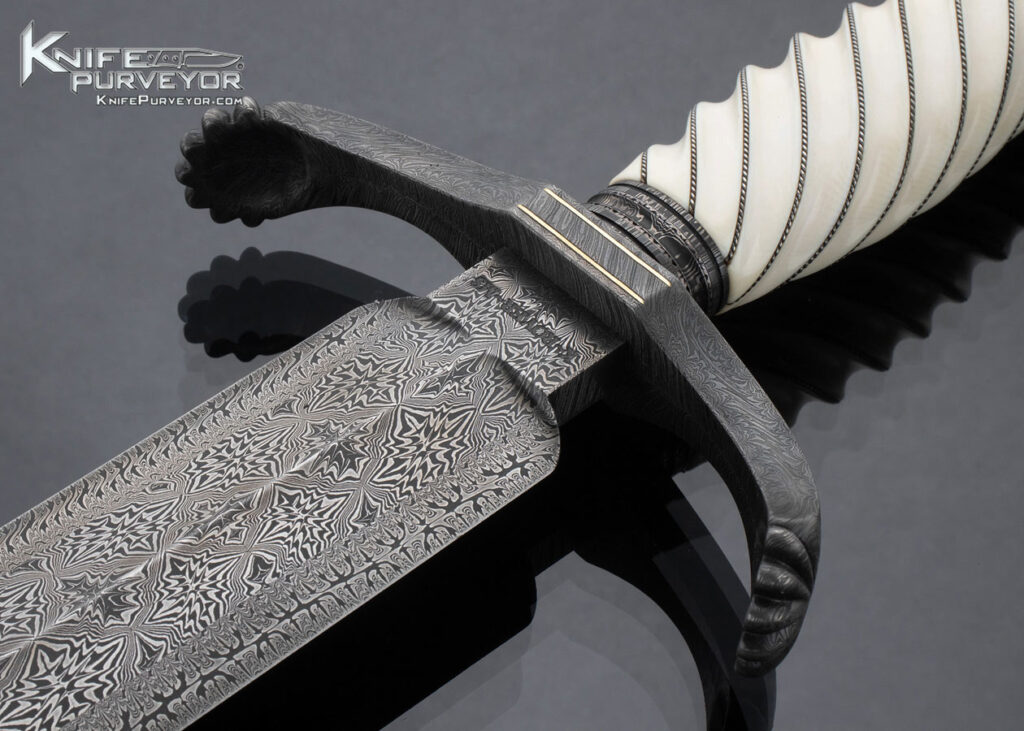 Kyle Royer Custom Knife Fluted Mammoth and Damascus Presentation Dagger ...