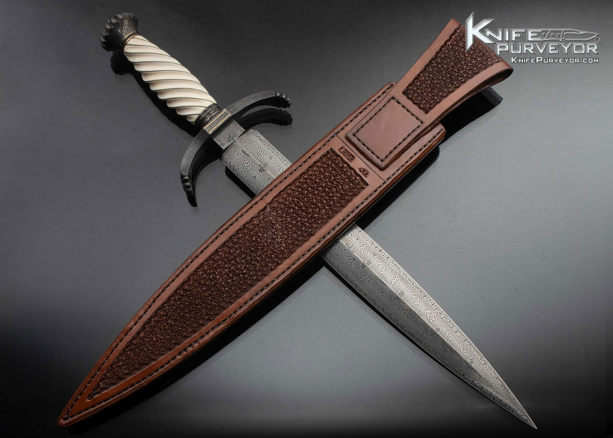 Kyle Royer Custom Knife Fluted Mammoth and Damascus Presentation Dagger ...