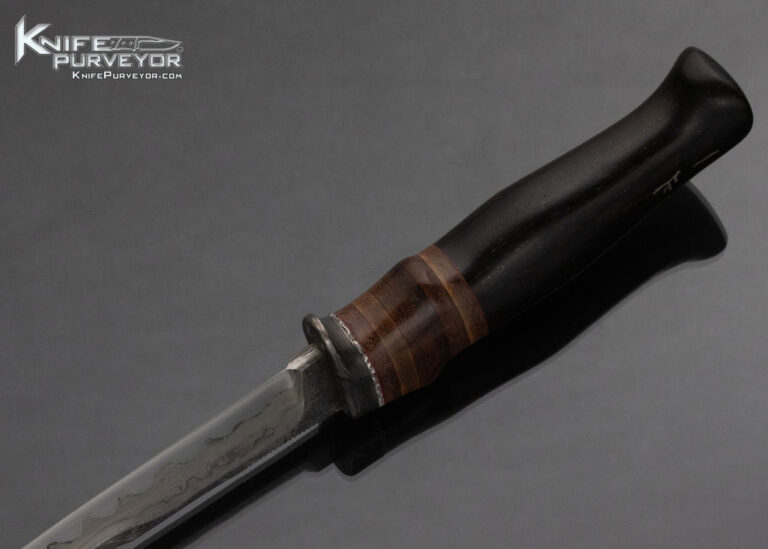 Machida Custom Knife San Mai Damascus African Blackwood and Leather ...