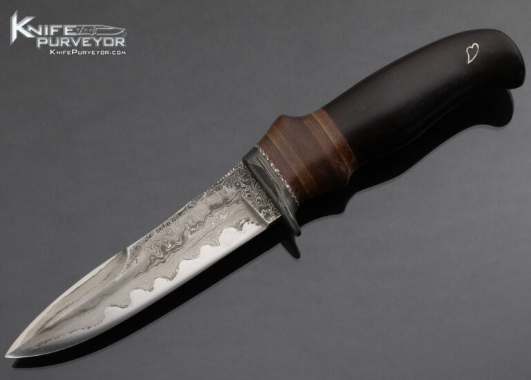 Machida Custom Knife San Mai Damascus African Blackwood and Leather ...