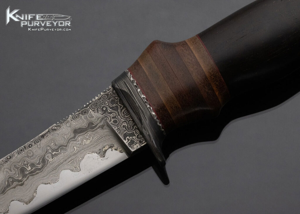 Machida Custom Knife San Mai Damascus African Blackwood and Leather ...
