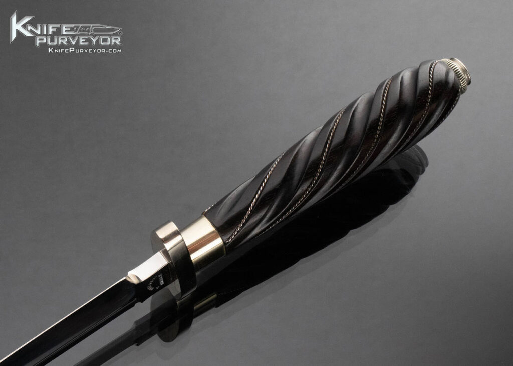 Buster Warenski Custom Knife Fluted Ebony with Silver Wire Inlaid ...