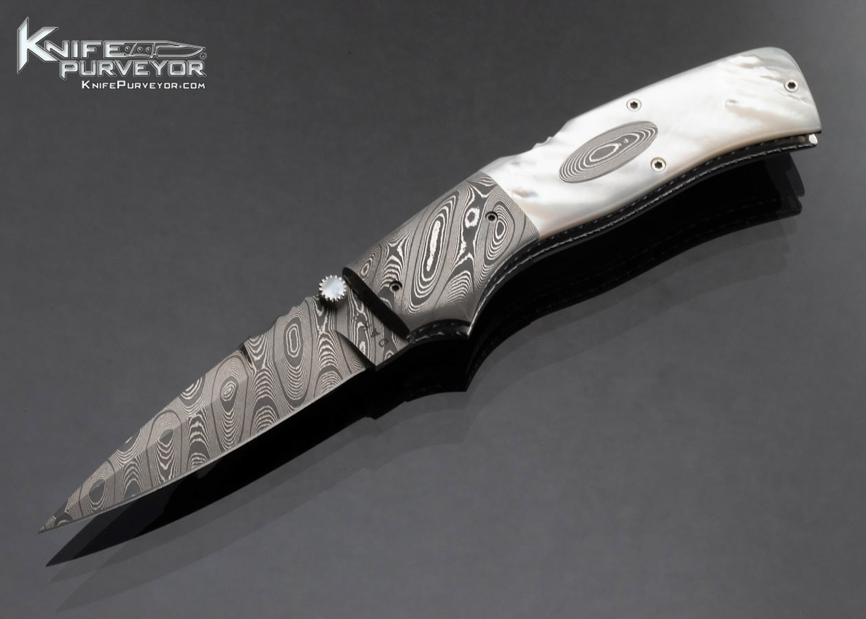 Charlie Dake Custom Knife Damascus and Mother of Pearl Double Action ...