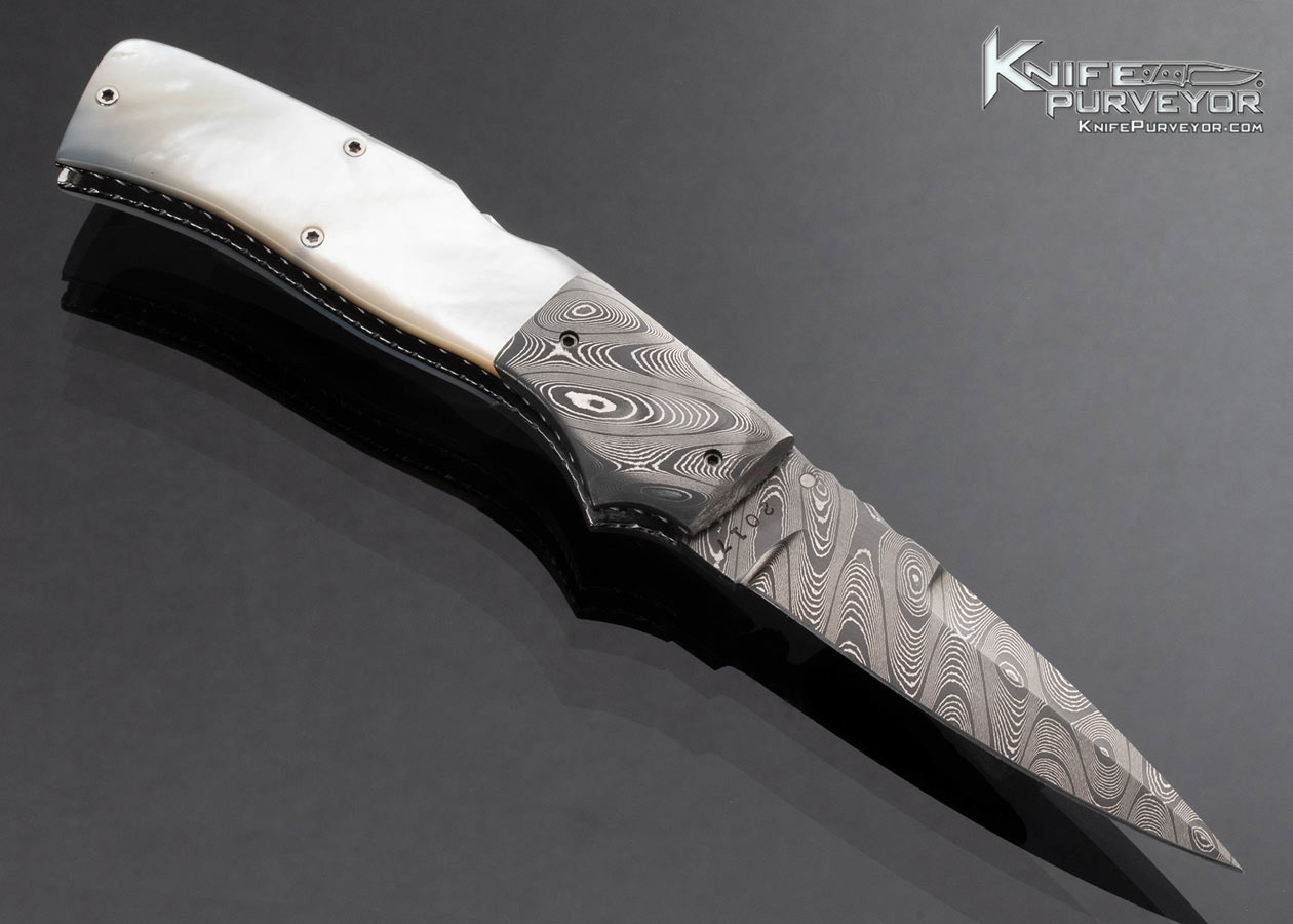 Charlie Dake Custom Knife Damascus and Mother of Pearl Double Action ...