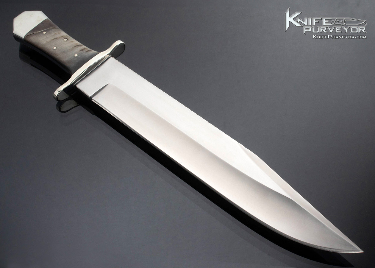 Bob and Josh Jolley Custom Knife Coffin Bowie w Big Horn Sheep Nickel ...