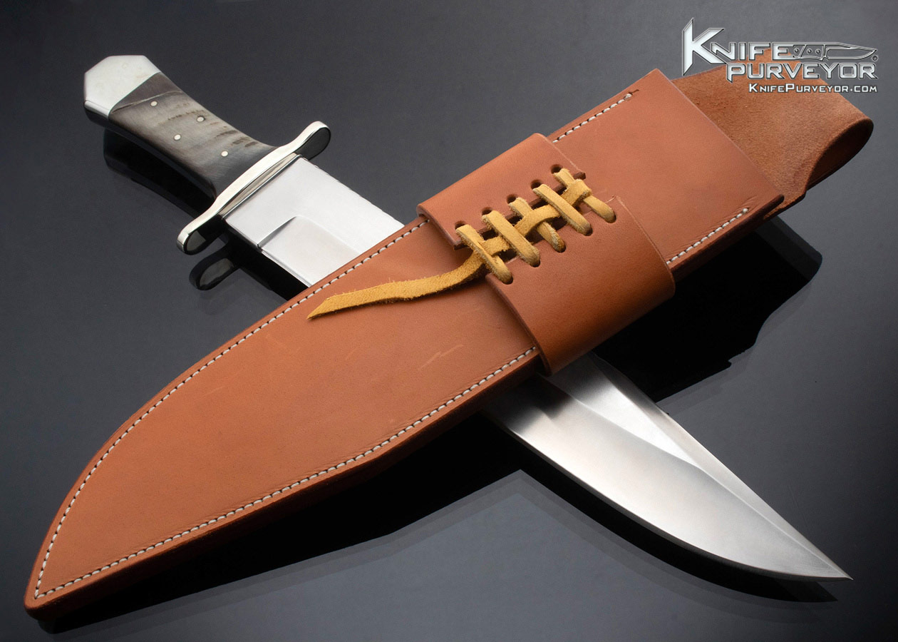 Bob and Josh Jolley Custom Knife Coffin Bowie w Big Horn Sheep Nickel ...