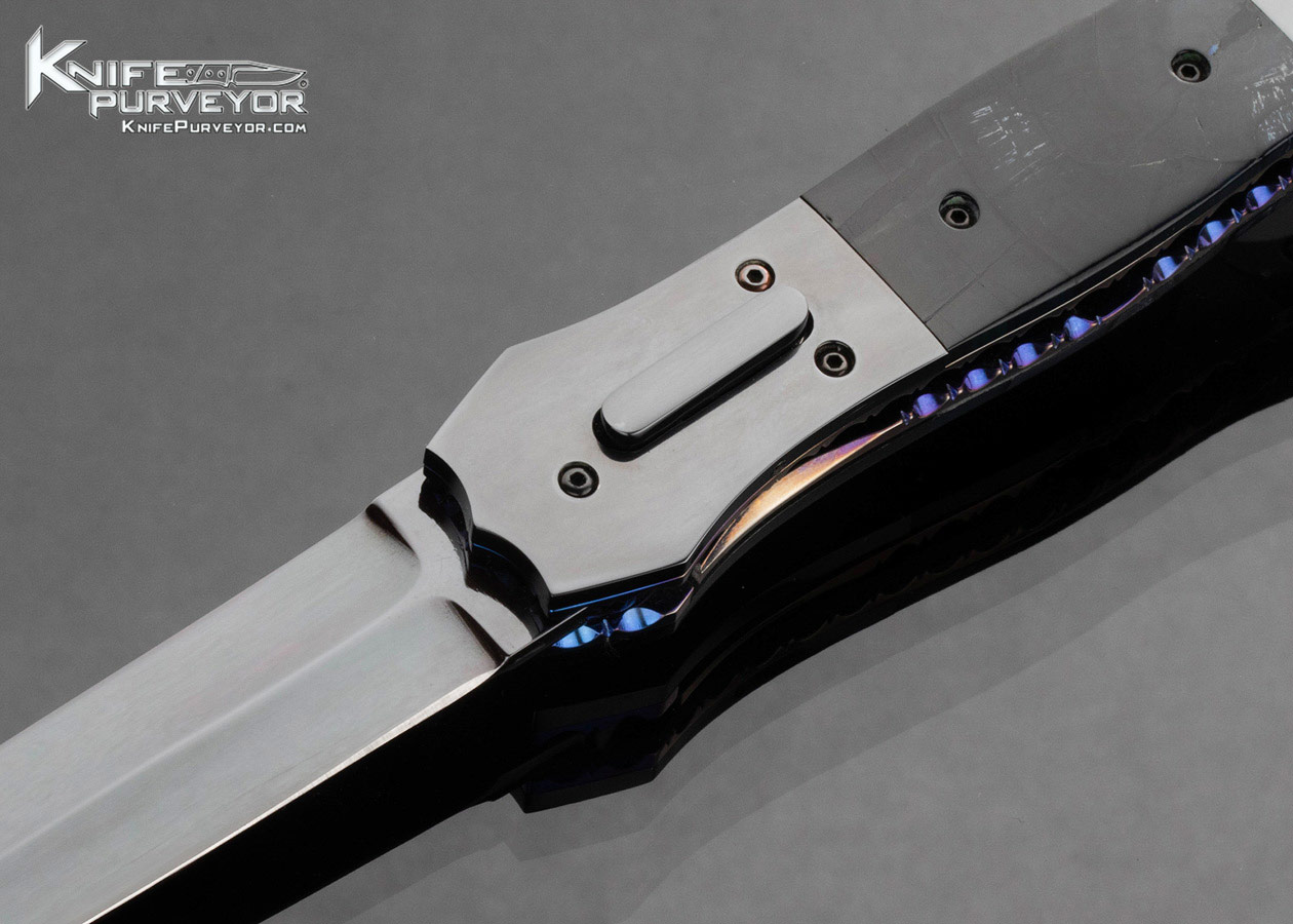 Jim Minnick Custom Knife Black Oxide Polished and Cross Cut Mammoth ...