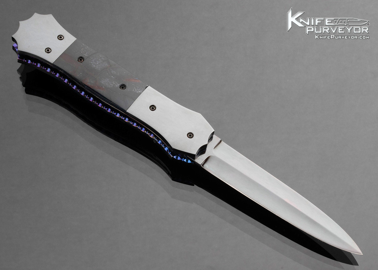 Jim Minnick Custom Knife Black Oxide Polished and Cross Cut Mammoth ...