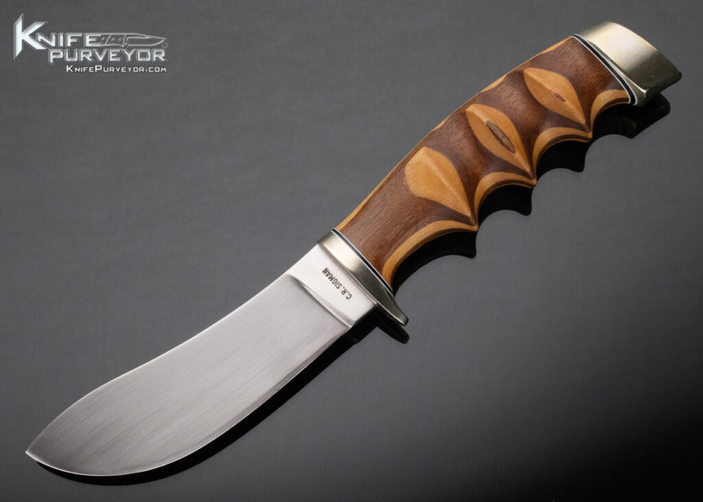 Corbit Sigman Custom Knife Finger Grooved Laminated Wood Upswept ...
