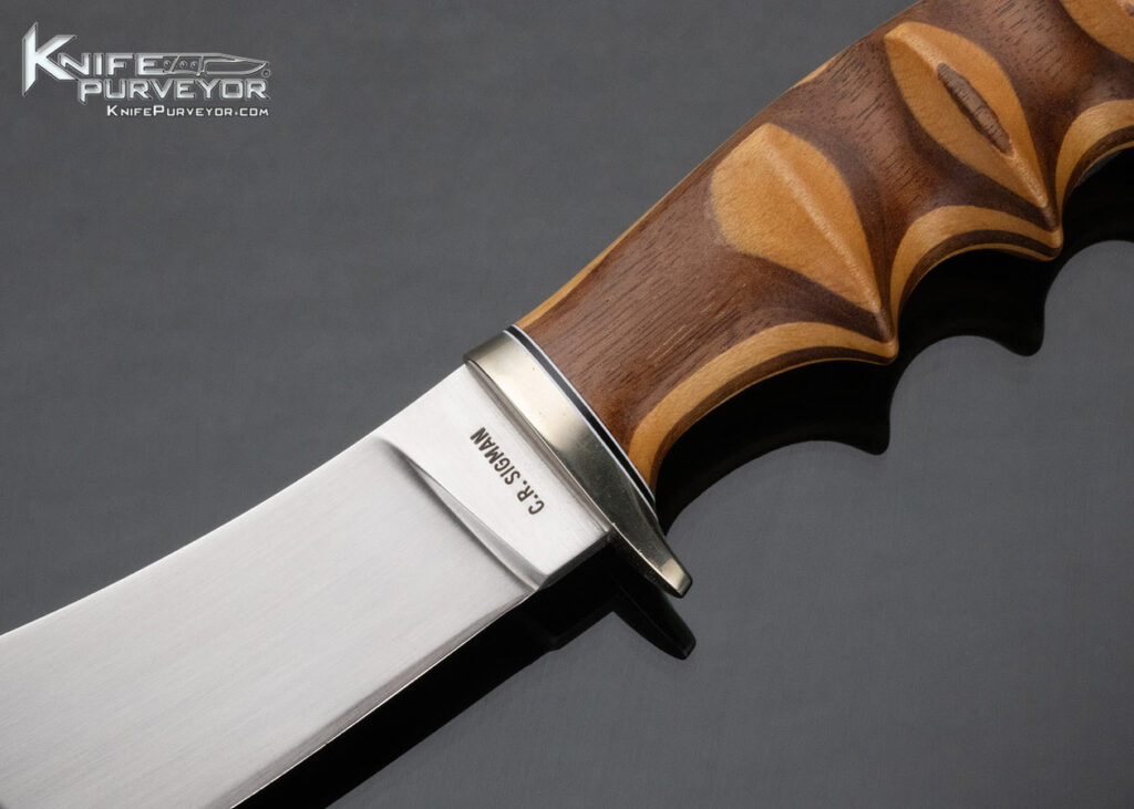Corbit Sigman Custom Knife Finger Grooved Laminated Wood Upswept ...