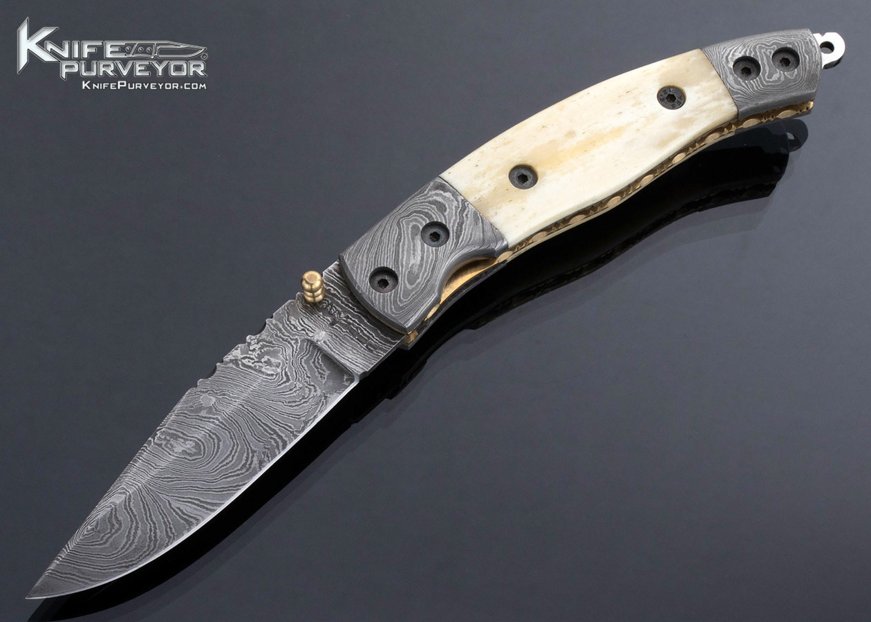 Perkin Knives Custom Knife Damascus and Mammoth Ivory Folder - Knife ...