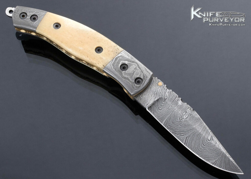 Perkin Knives Custom Knife Damascus and Mammoth Ivory Folder - Knife ...