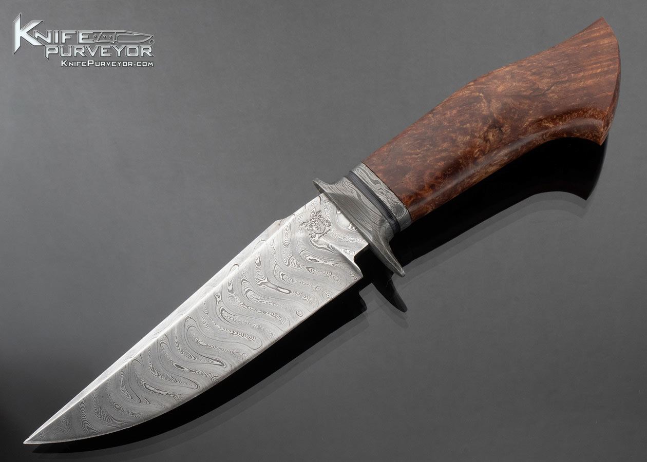 Kyle Gahagan Custom Knife Sole Authorship Damascus and Wood Fixed Blade ...