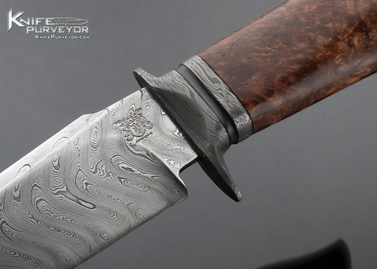 Kyle Gahagan Custom Knife Sole Authorship Damascus and Wood Fixed Blade ...