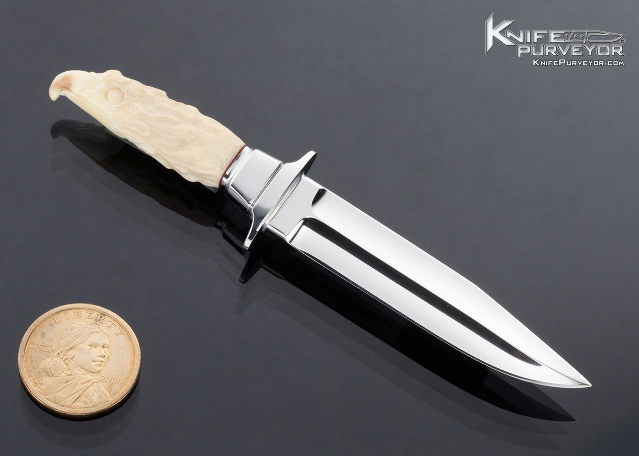 Steve Johnson Custom Knife Miniature Bowie with Carved Mammoth Eagle ...