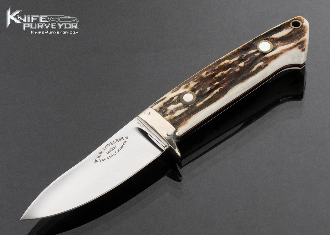 Bob Loveless Custom Knife Ron Lake Signed Nickel Silver and Stag Semi ...