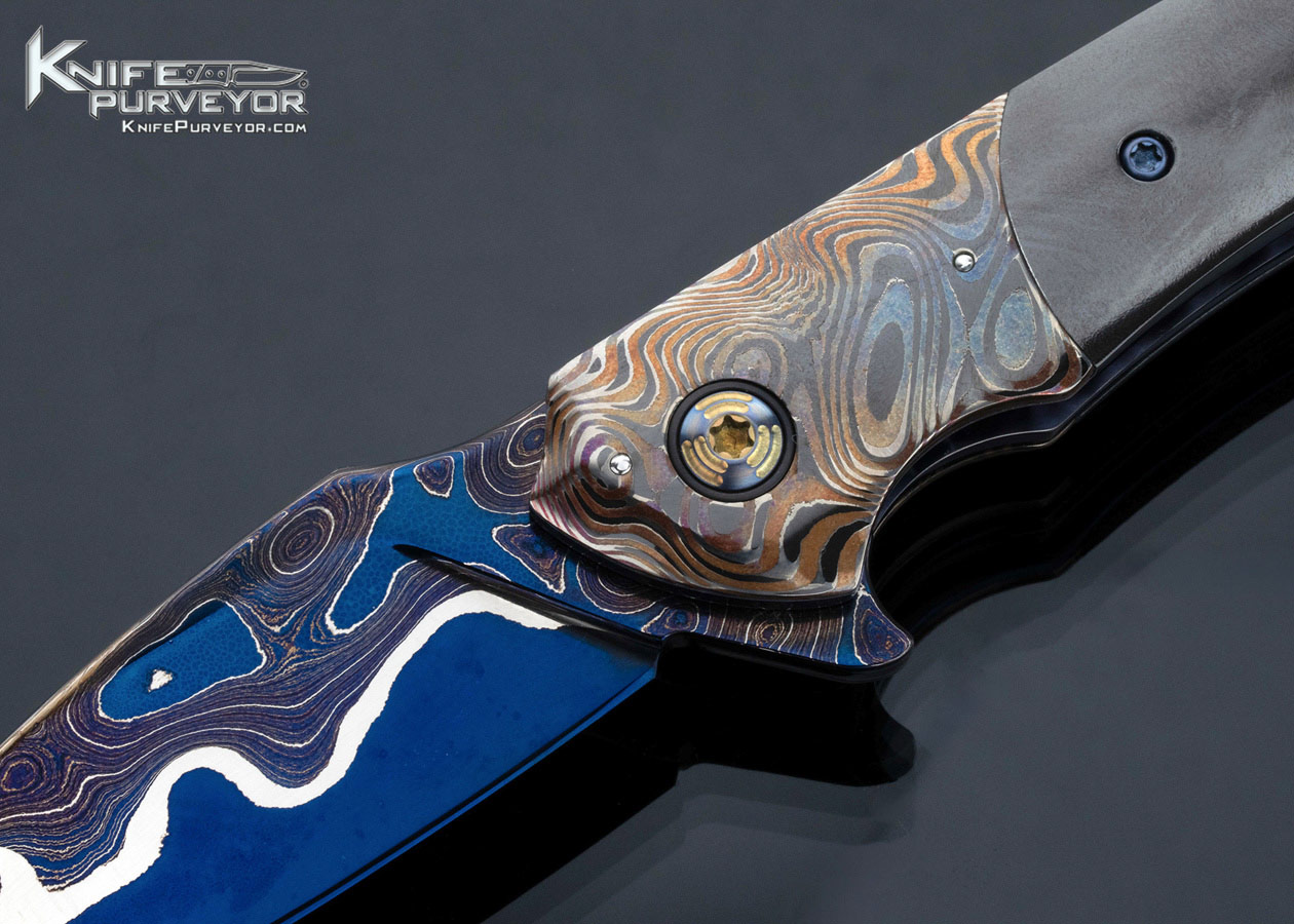Peter Martin Custom Knife Blued San Mai Damascus Timascus and Zirconium ...