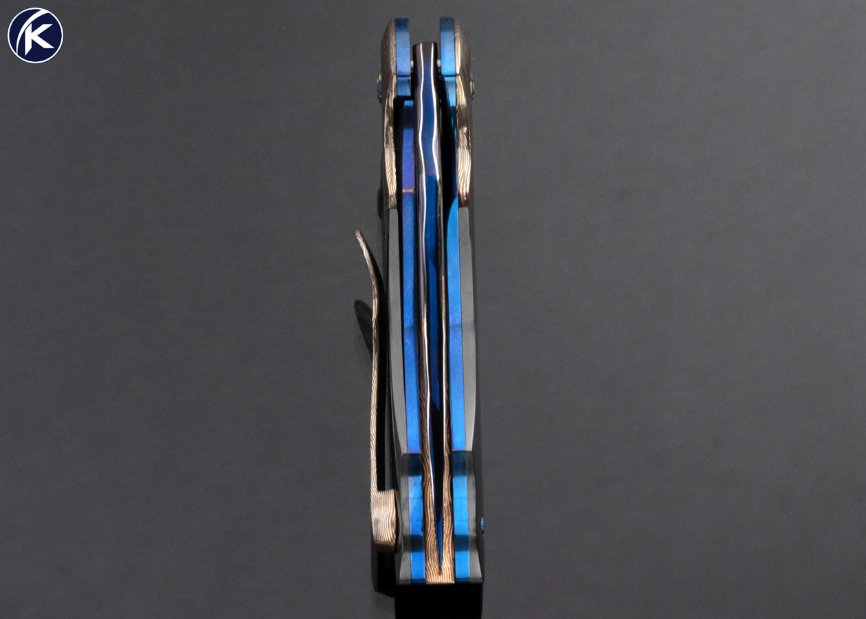 Peter Martin Custom Knife Blued San Mai Damascus Timascus and Zirconium ...