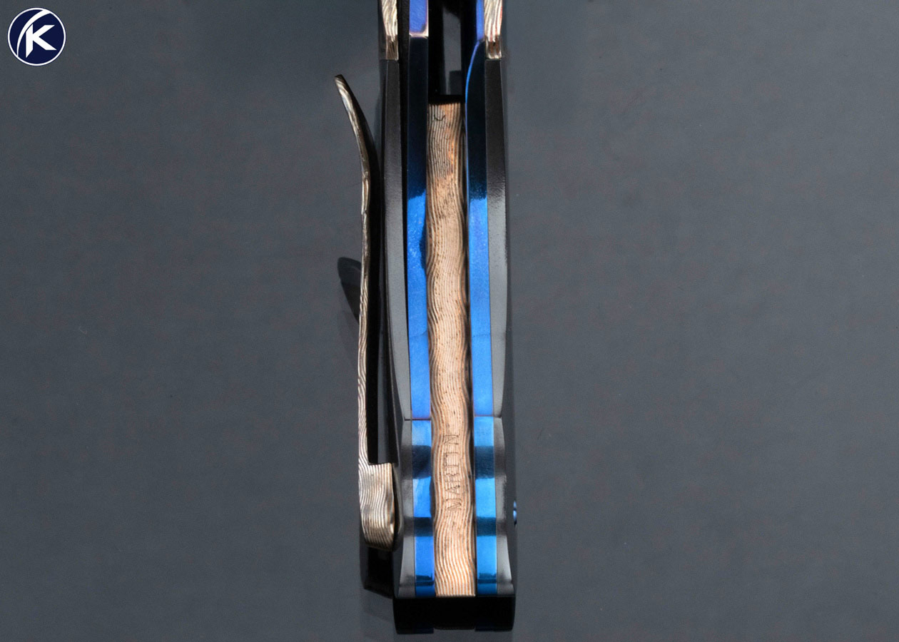 Peter Martin Custom Knife Blued San Mai Damascus Timascus and Zirconium ...