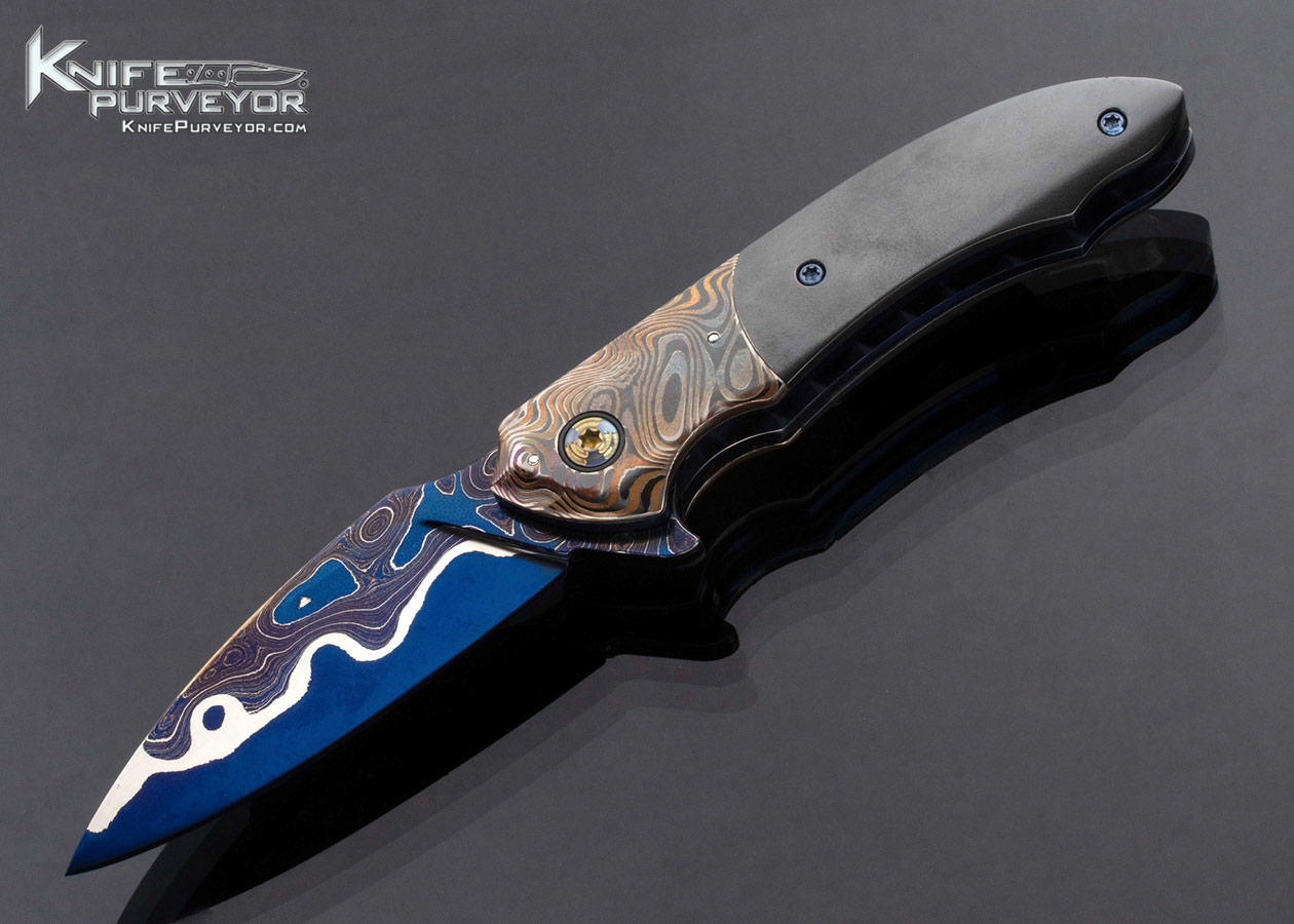 Peter Martin Custom Knife Blued San Mai Damascus Timascus and Zirconium ...