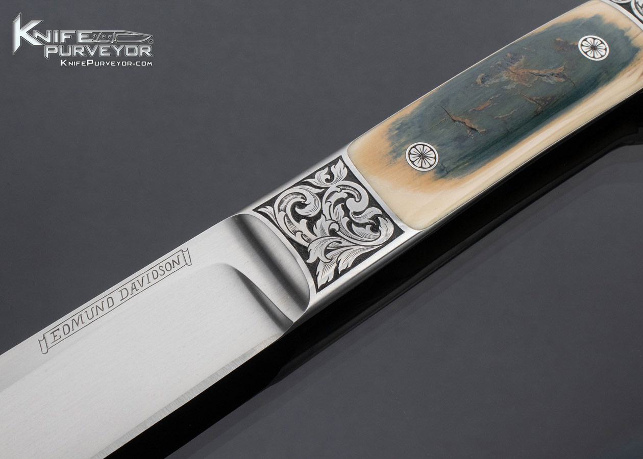 Edmund Davidson Custom Knife Mammoth Integral Hunter Engraved by Jere ...