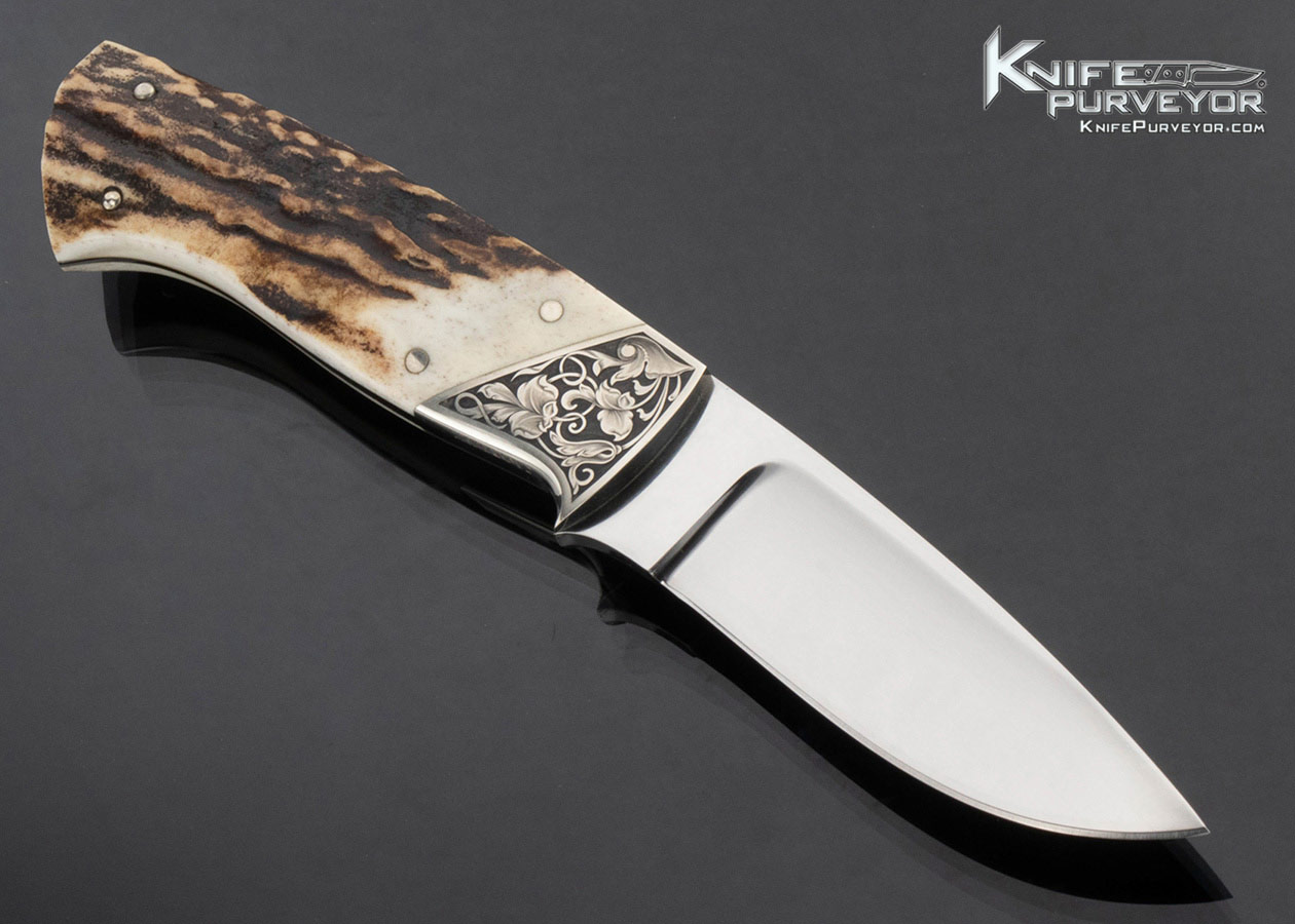 Buster Warenski Custom Knife Julie Warenski Engraved Stag Hunter ...