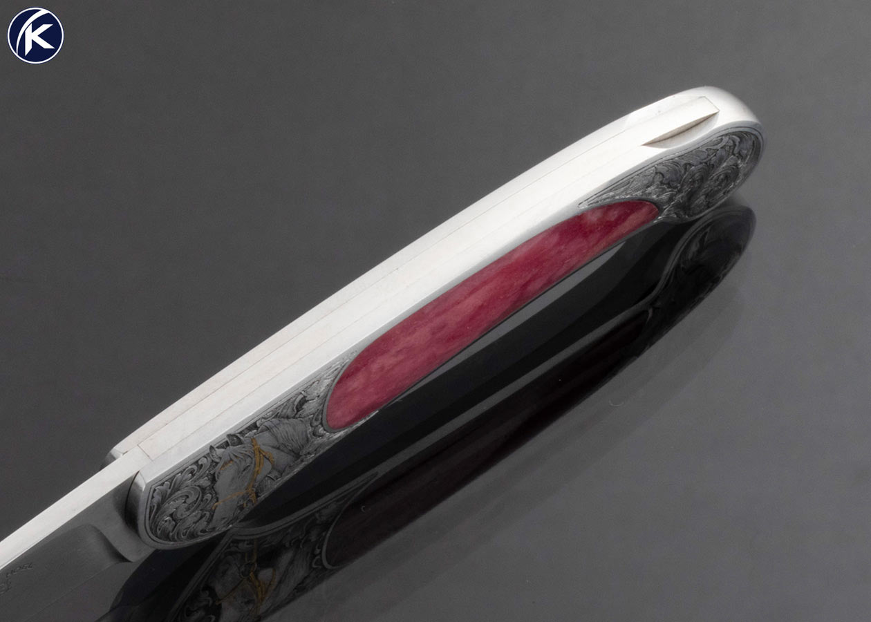 Steve Hoel Custom Knife Ron Smith Engraved Carnelian Interframe ...