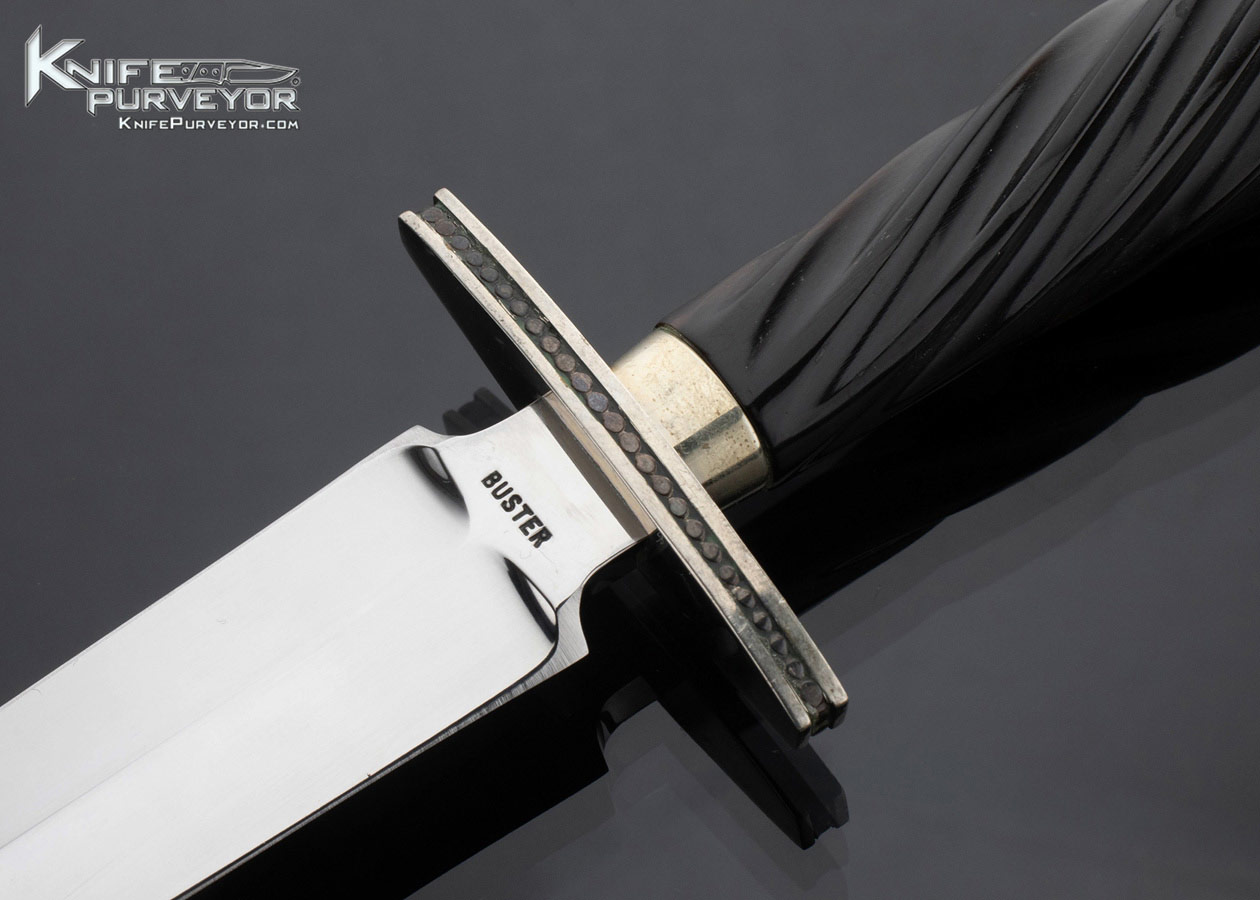 Buster Warenski Custom Knife Fluted Black Buffalo Horn and Nickle ...