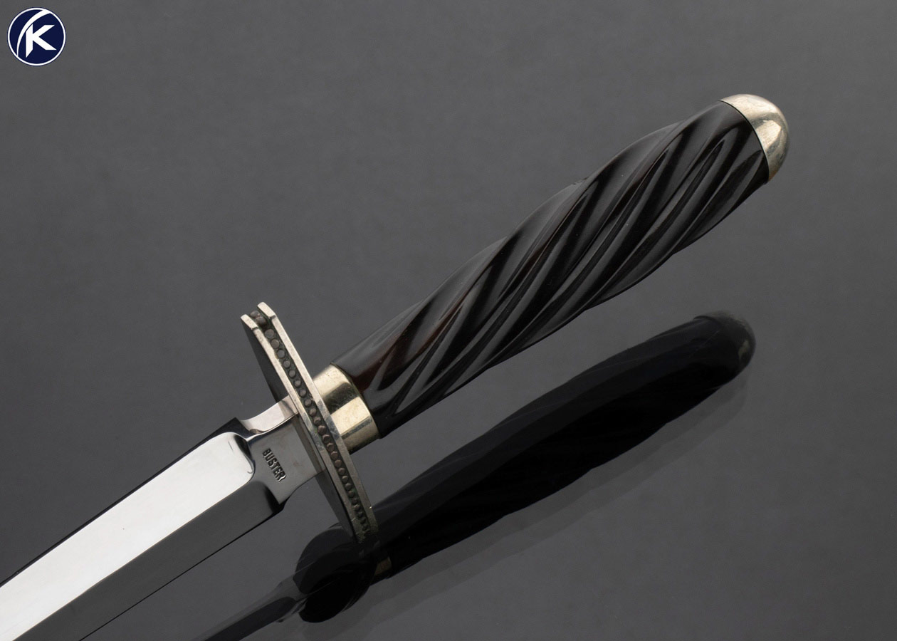 Buster Warenski Custom Knife Fluted Black Buffalo Horn and Nickle ...