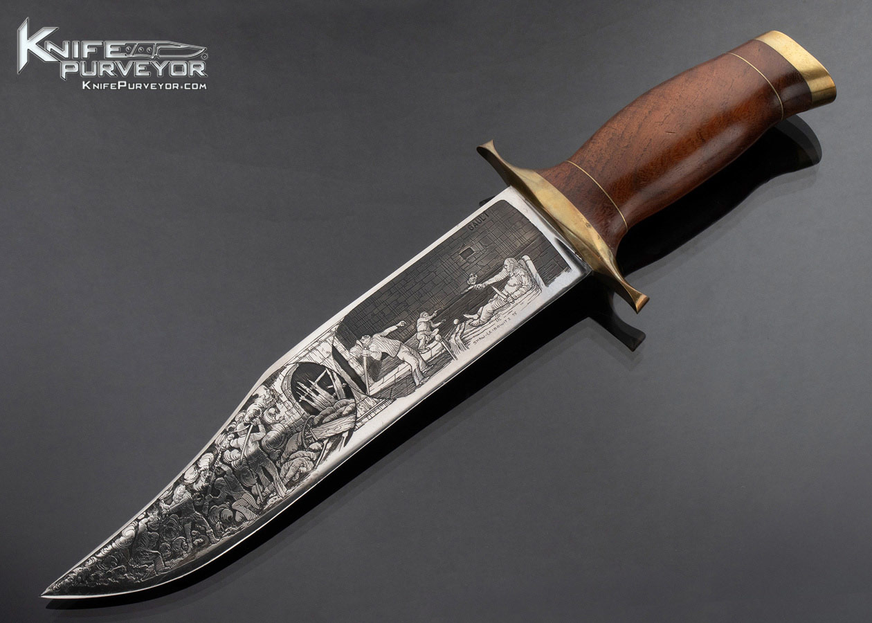 Clay R. Gault Custom Knife Shaw Leibowitz Etched Steel Mesquite Wood ...