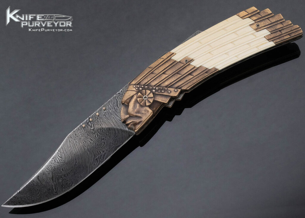 Joseph Rusnak Custom Knife 2008 Bronze and Carved Indian Head "Sitting ...