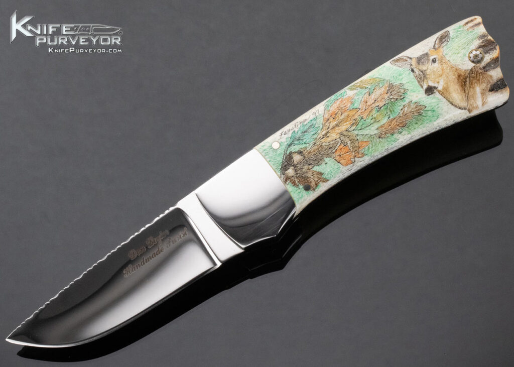 Don Lozier Custom Knife Faustina Mead Scrimshawed Stag Hunter - Knife ...