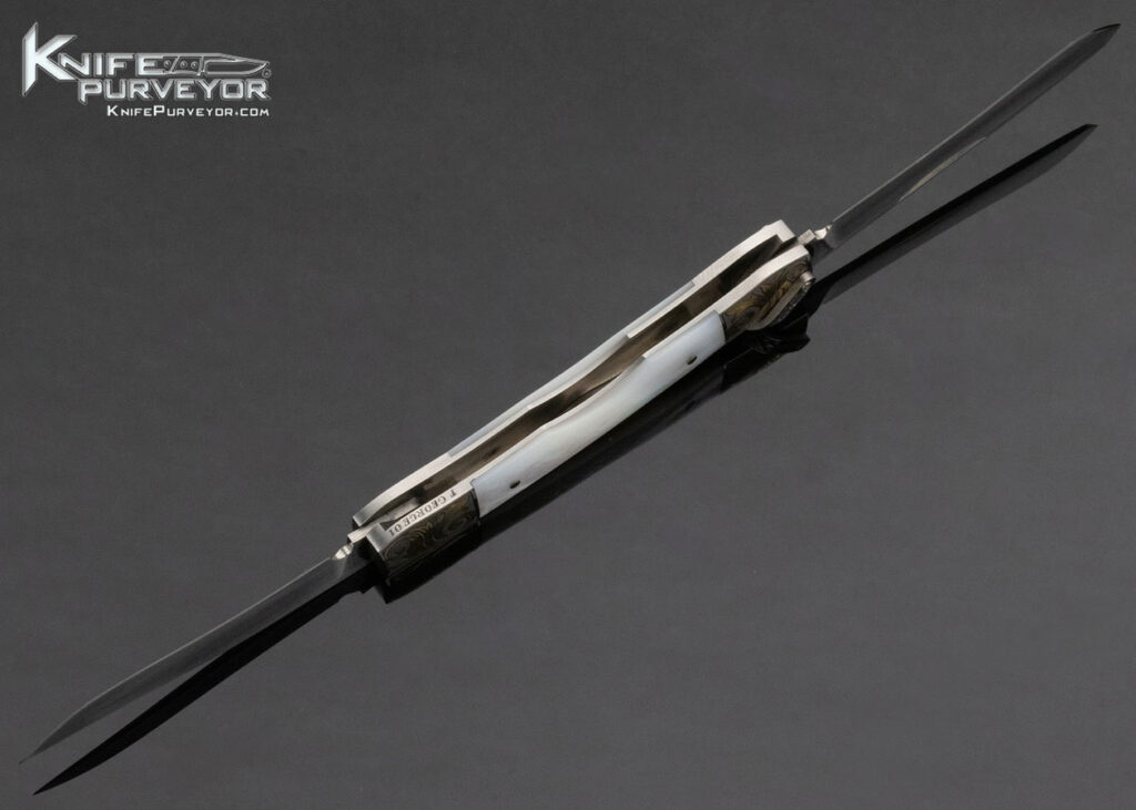 Jess Horn Custom Knife Tim George Engraved Mother of Pearl Two Blade ...