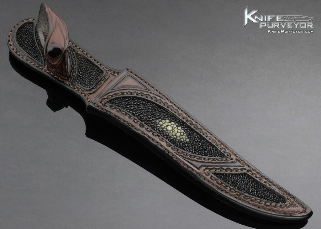 Jim Crowell Custom Knife Damascus Bowie with R. Dimarzo Carved ...