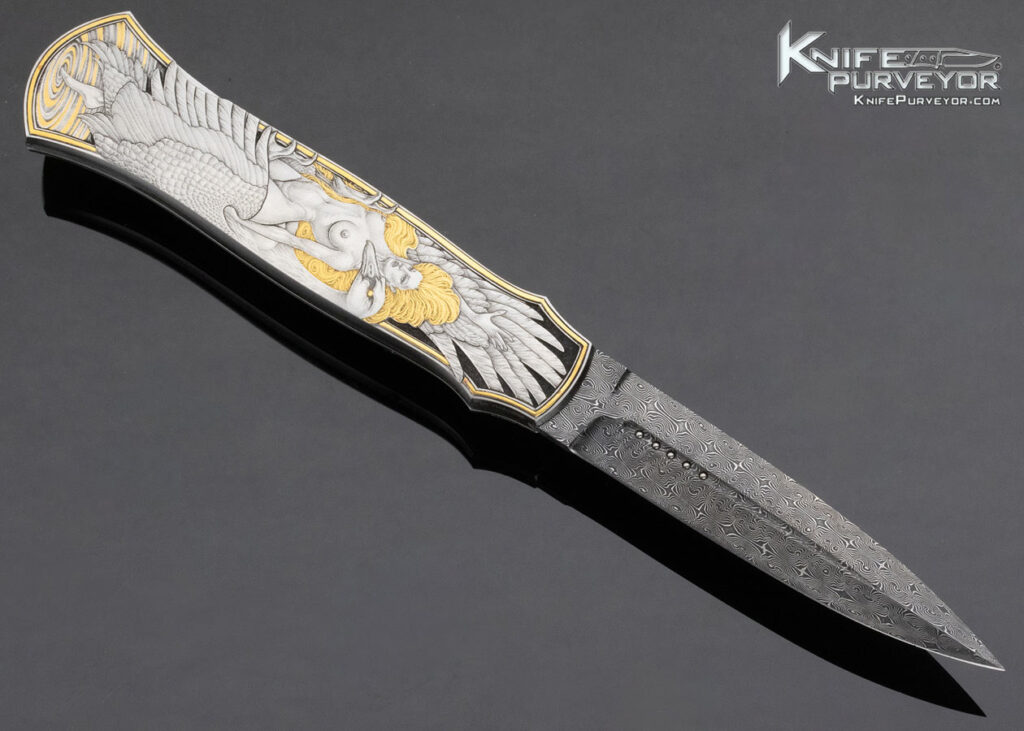 Warren Osborne Custom Knife Jon Robyn Engraved Lida and the Swan ...